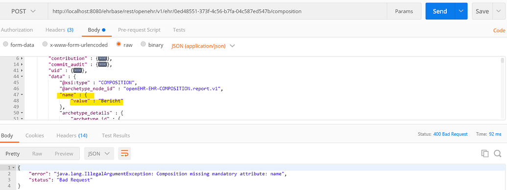 Canonical Json / XML example with EHRBase - Platform - openEHR